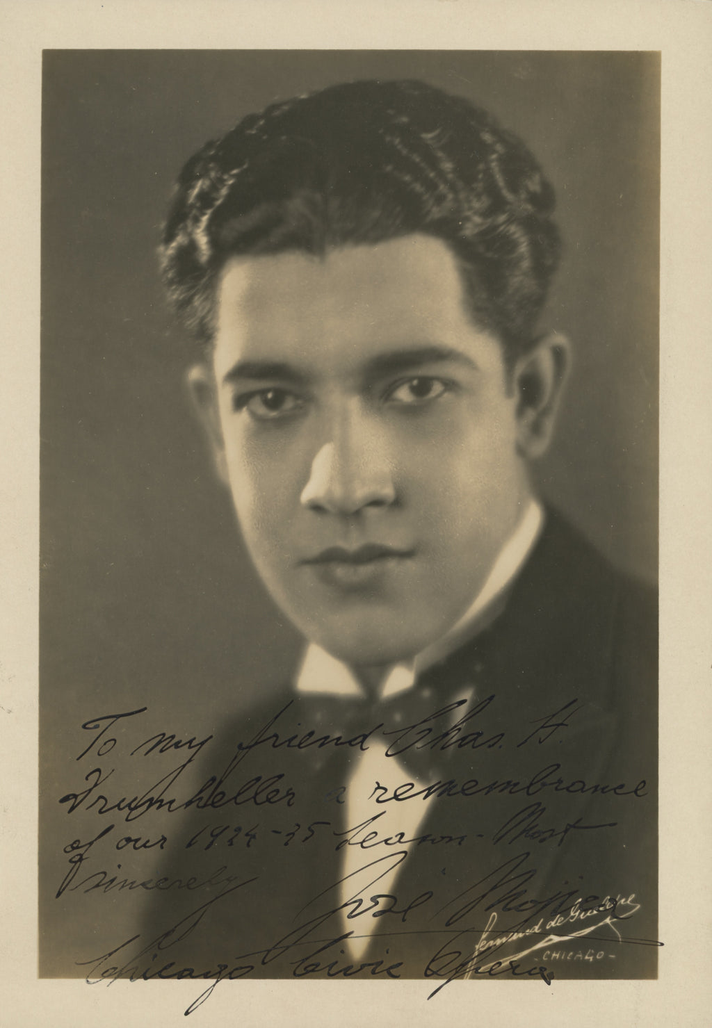 Mojica, José. (1895–1974) Signed Photograph – Schubertiade Music and Arts