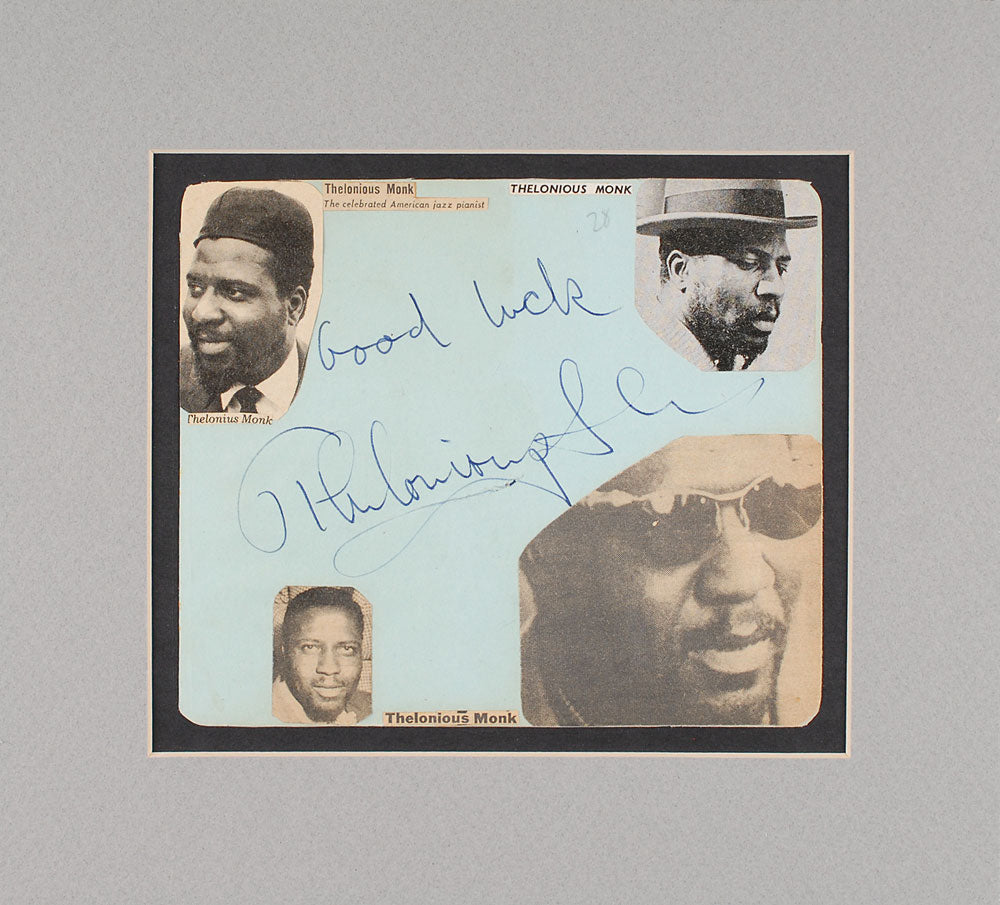 Monk, Thelonious Sphere. (1917 - 1982) Autograph Signature ...