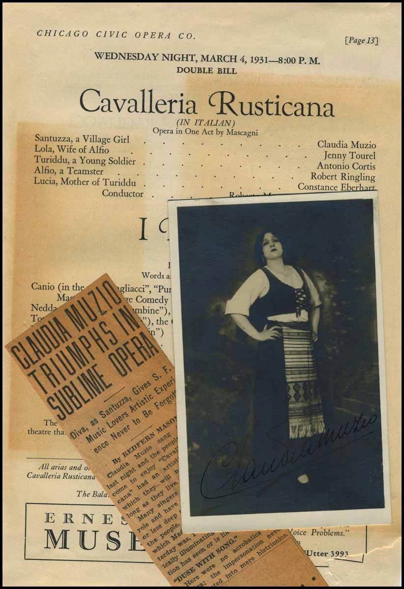 Muzio, Claudia. (1889–1936) Gorgeous Signed Photograph as Santuzza, wi ...