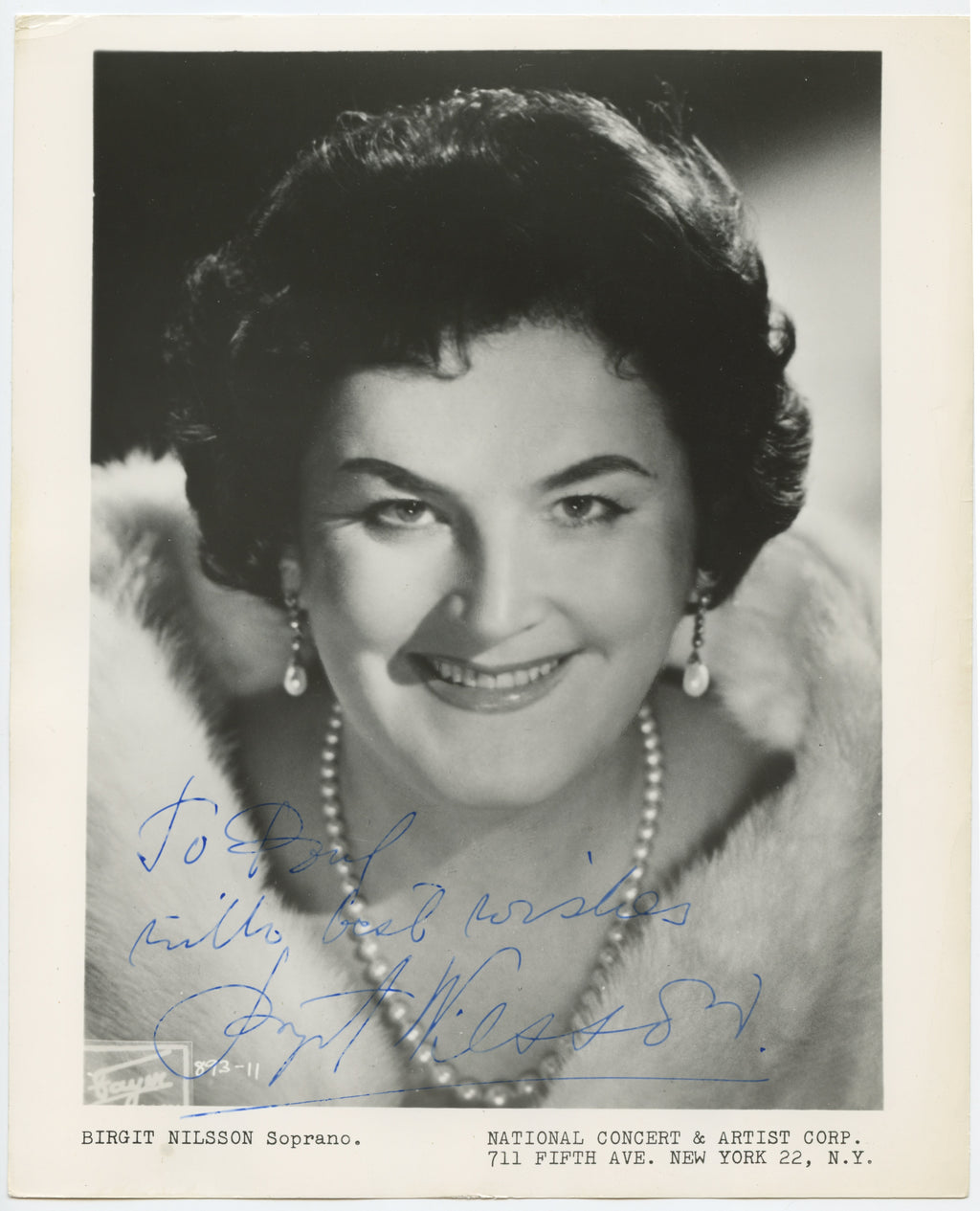 Nilsson, Birgit. (1918–2005) Signed Photograph – Schubertiade Music and ...