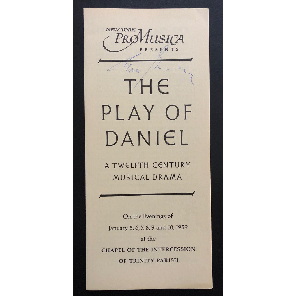 Greenberg, Noah. (1919–1966) "The Play of Daniel" - Signed Program ...