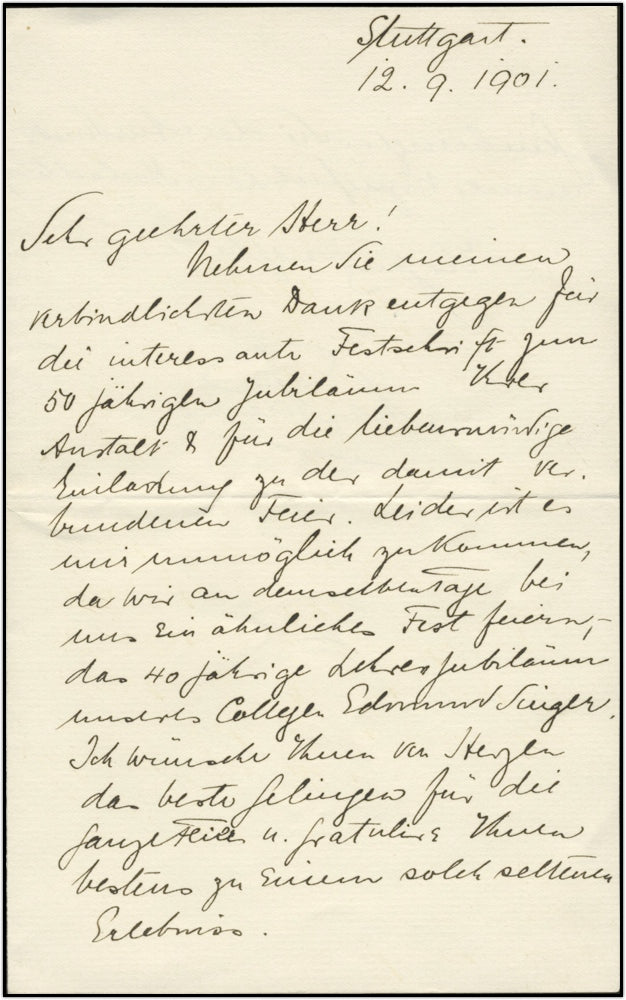 Pauer, Max von. (1866-1945) Autograph Letter – Schubertiade Music and Arts