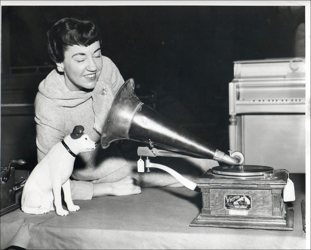 [Phonograph] Original Photograph of Woman Listening to Phonograph ...