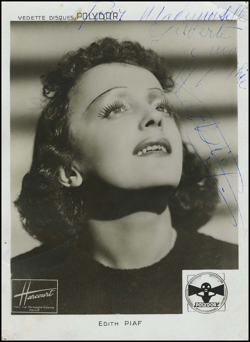 [Jazz & Song] Piaf, Edith. (1915–1963) Beautiful Signed Photograph of ...