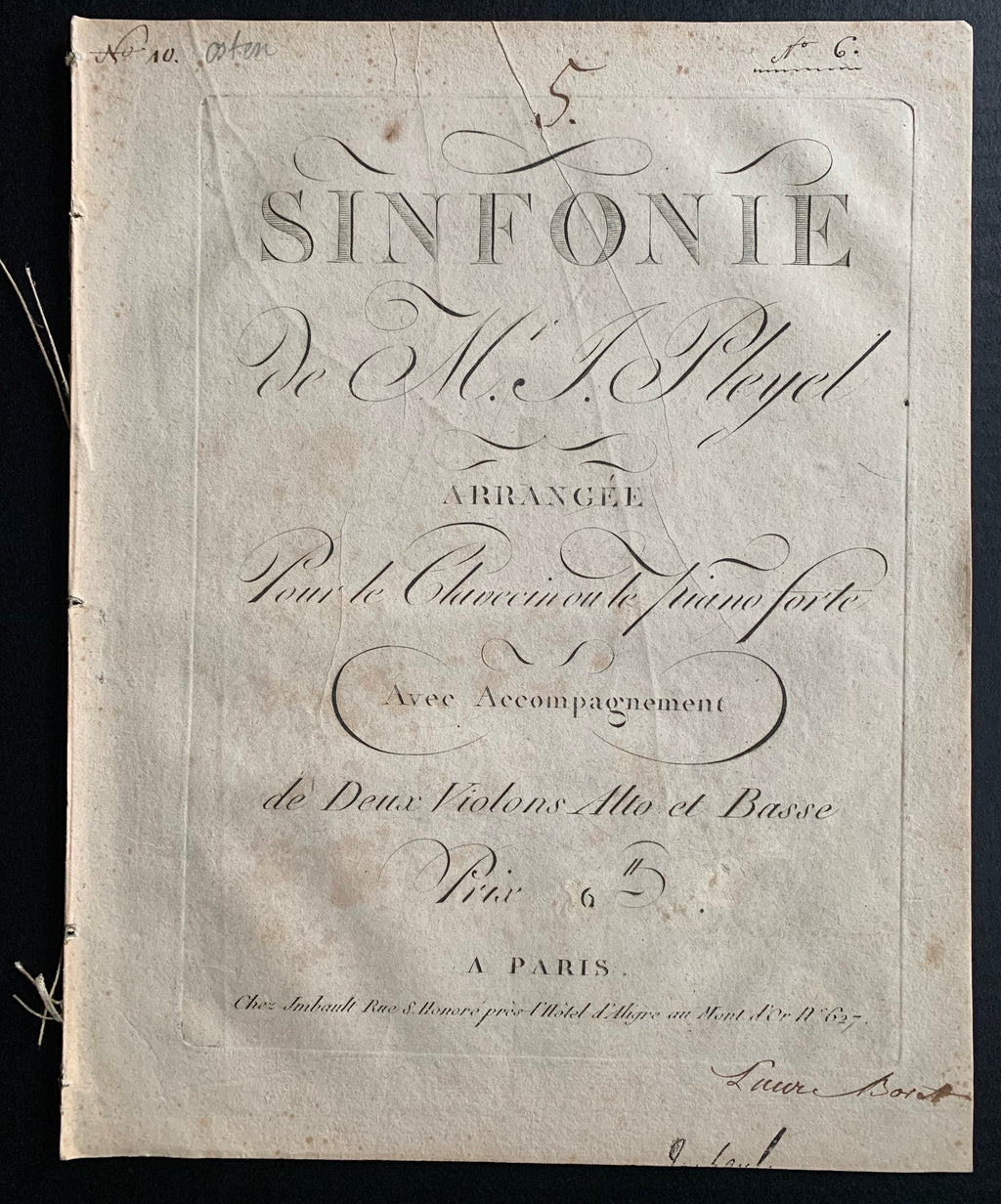 Pleyel, Ignace. (1757–1831) Sinfonie...arrangée Pour le Clavecin ou le ...