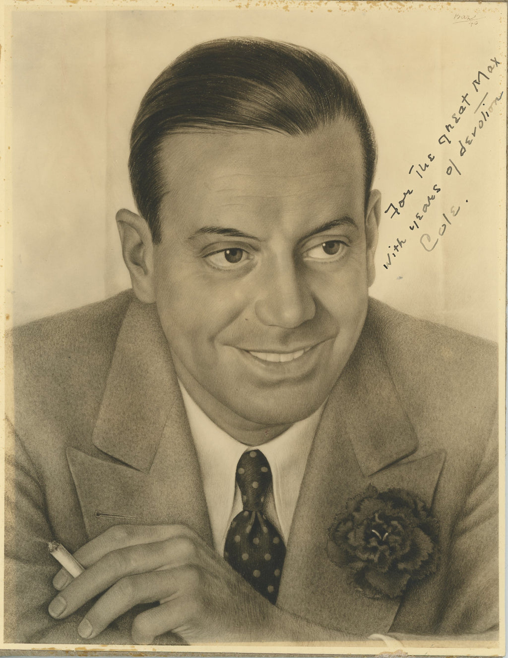 Porter, Cole. (1891–1964) Signed Portrait to Max Dreyfus – Schubertiade ...
