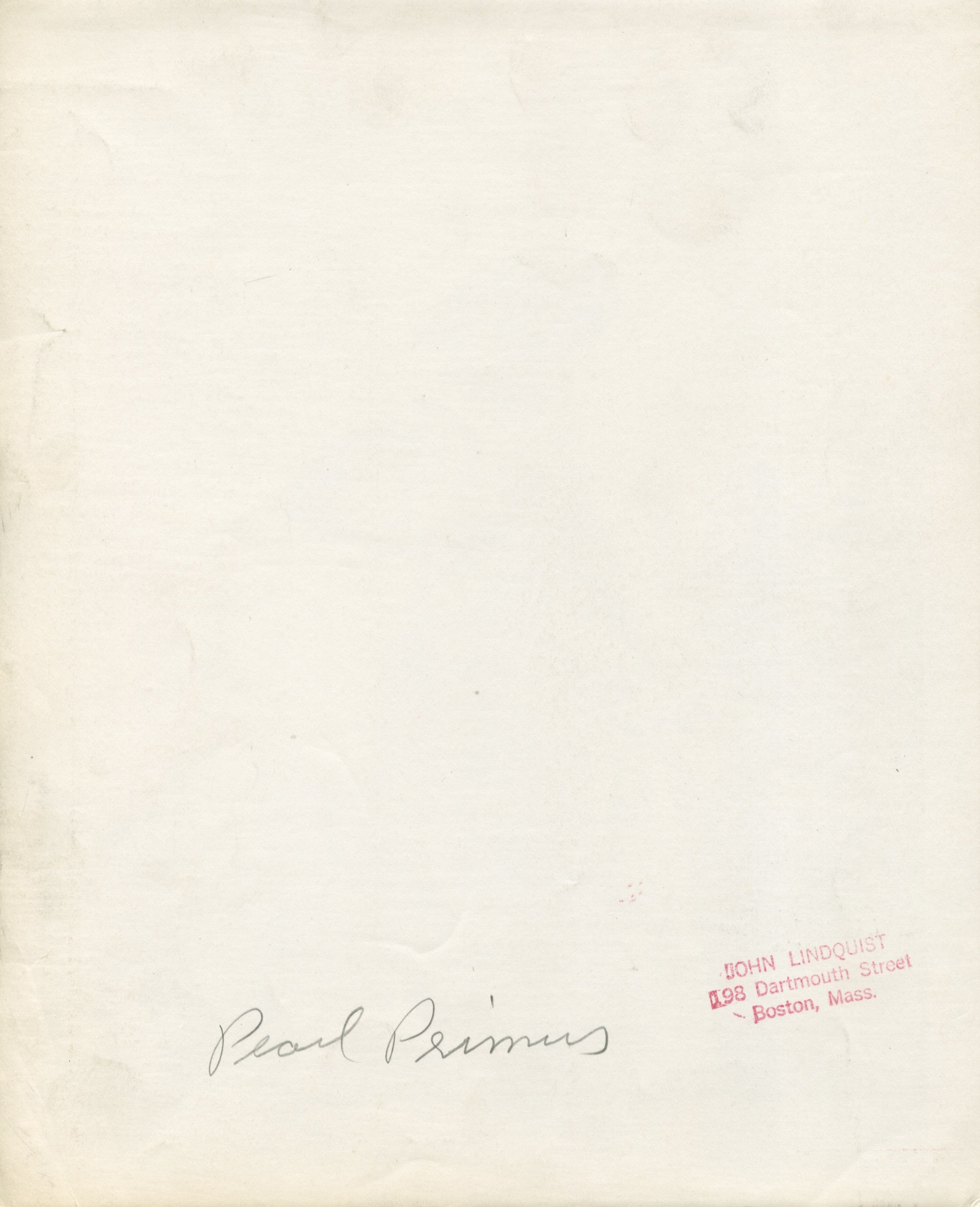Primus, Pearl. (1919–1994) [Lindquist, John. (1910–1985)] "Excerpts fr ...