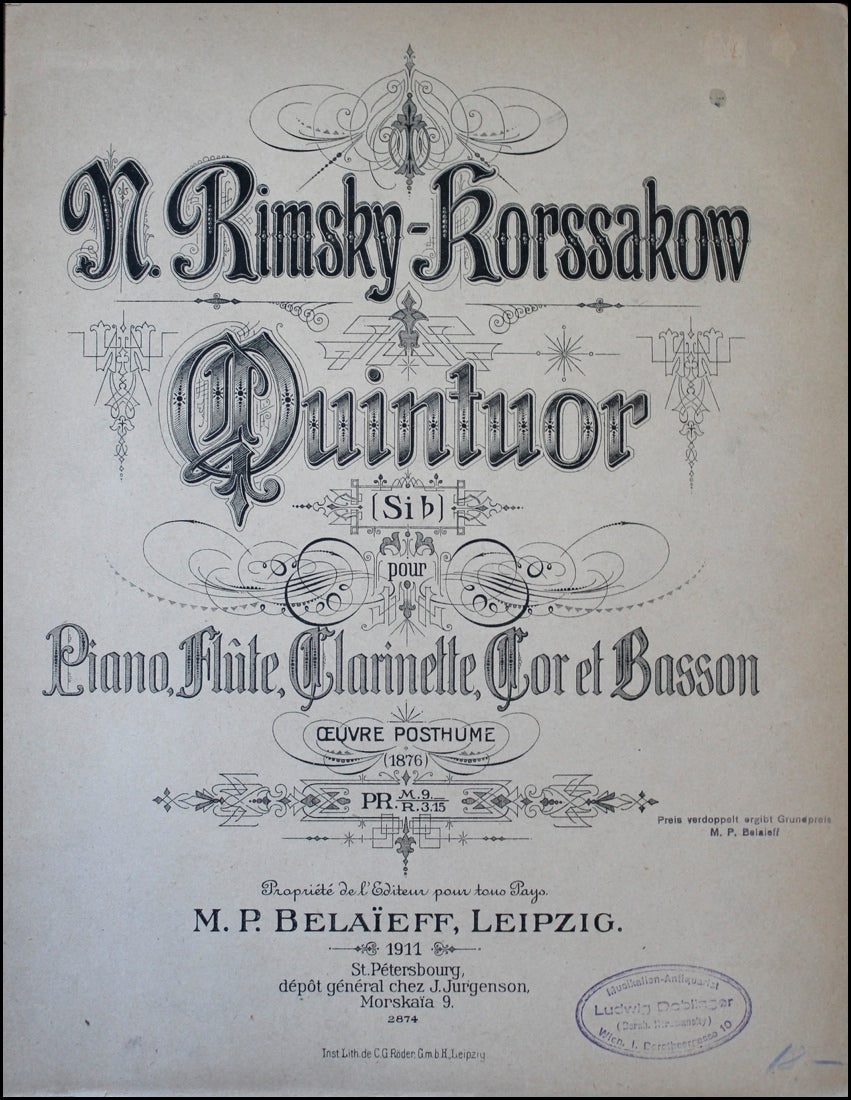 [Russian Music] Rimsky-Korsakow, Nikolai. (1844-1908) Quintuor (si b ...