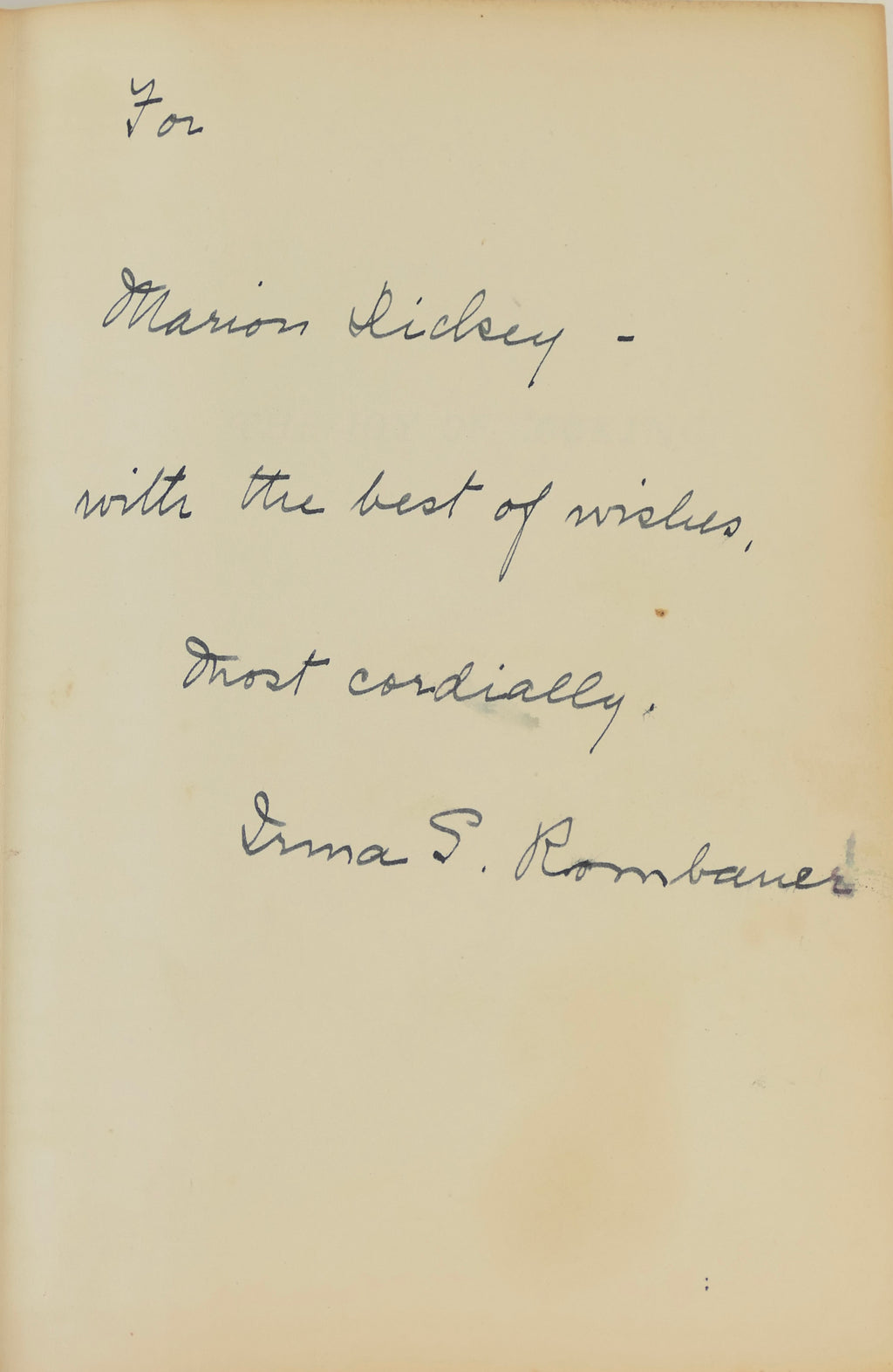Rombauer, Irma. (1877 - 1962) The Joy of Cooking - SIGNED ...
