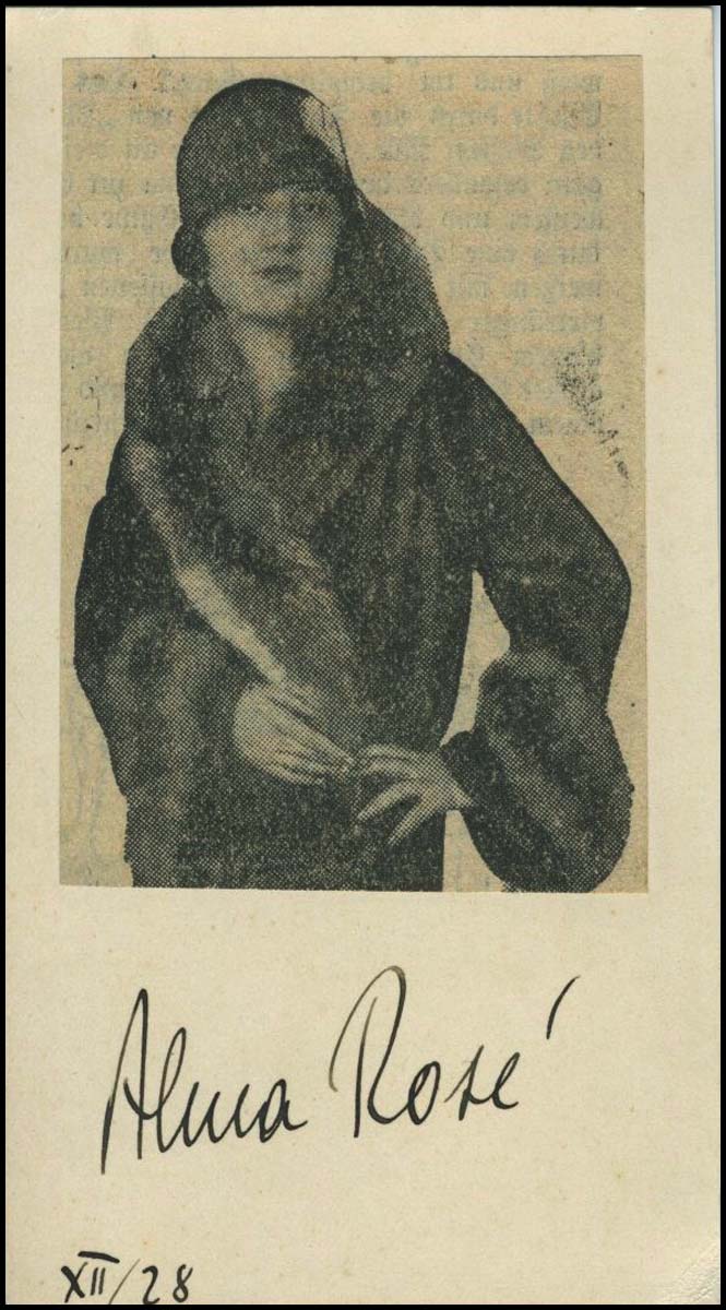 Rosé, Alma. (1906 - 1944) Autograph Signature and Portrait ...