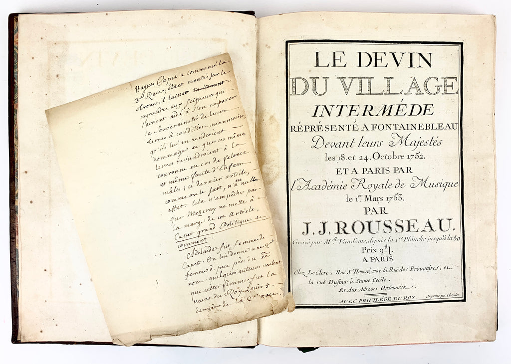 Rousseau, Jean Jacques. (1712 - 1778) "Le Devin du Village" - FIRST ED ...