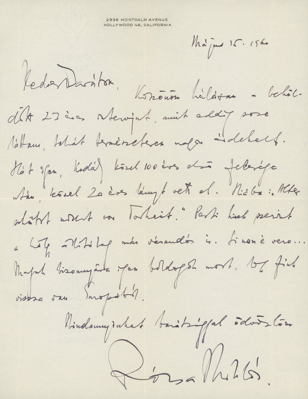 Rózsa, Miklós. (1907–1995) [Kodály, Zoltán. (1882–1967)] "Kodály, afte ...