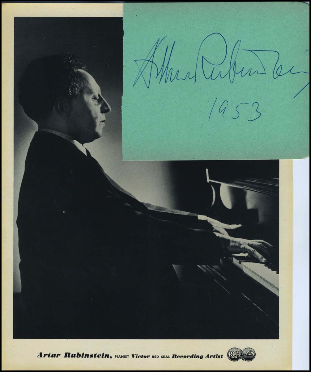 Rubinstein, Arthur. (1887–1982) Autograph Signature and Photograph ...