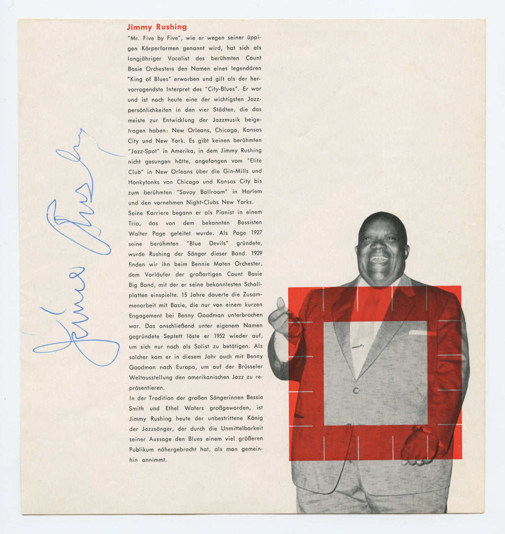 Rushing, Jimmy. (1901–1972) Signed Program Page – Schubertiade Music ...