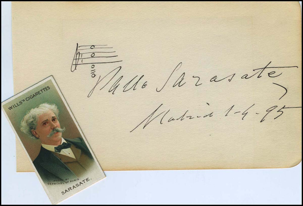 Sarasate, Pablo de. (1844–1908) Autograph Musical Quotation and Cigare ...