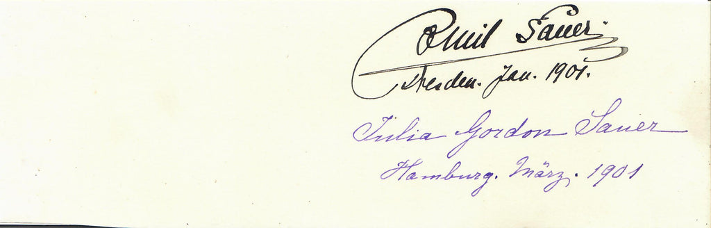 Sauer, Emil von. (1862-1942) Autograph Signature – Schubertiade Music ...
