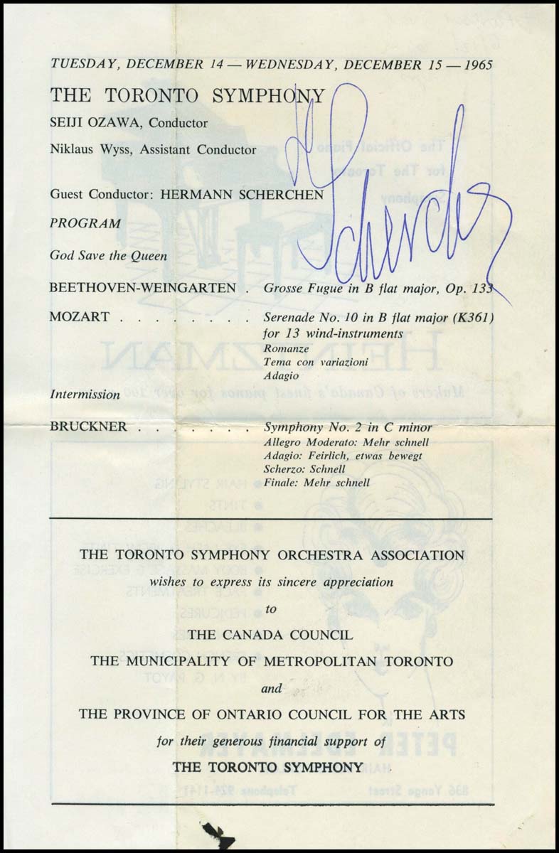 Scherchen, Hermann. (1891-1966) Signed Program – Schubertiade Music and ...