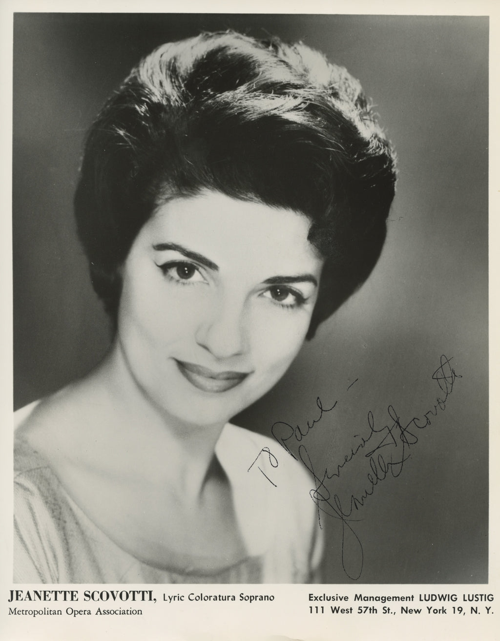 Scovotti, Jeanette. (b. 1936) Signed Photograph – Schubertiade Music ...