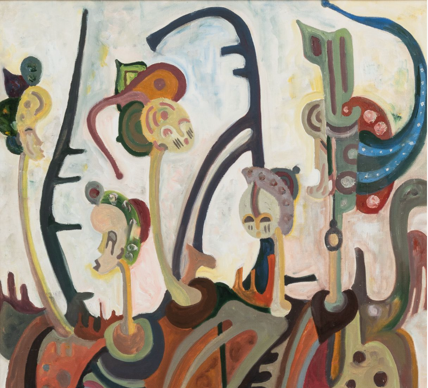 Seck, Birame. (Senegalese; deceased 2019) Abstraction with Masked Figu ...