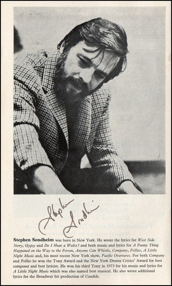 Sondheim, Stephen. (1930–2021) Signed Photograph – Schubertiade Music ...