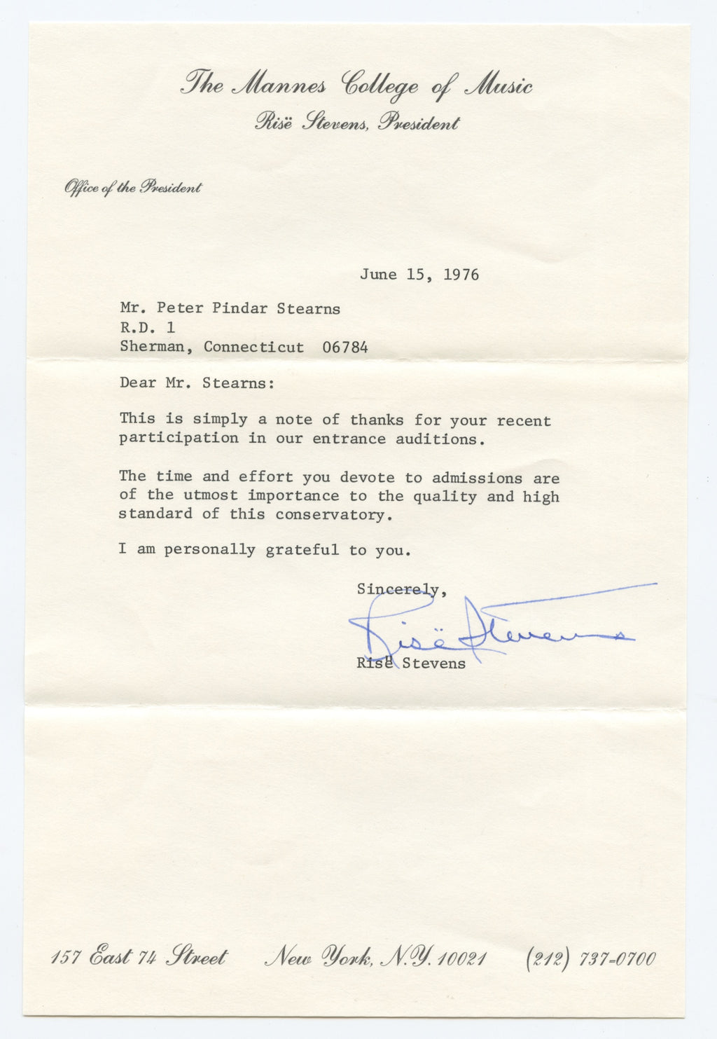 Stevens, Risë. (1913–2013) Typed Letter Signed – Schubertiade Music and ...