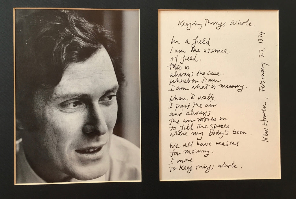 Strand, Mark. (1934-2014) "Keeping Things Whole" - Autograph Poem with ...