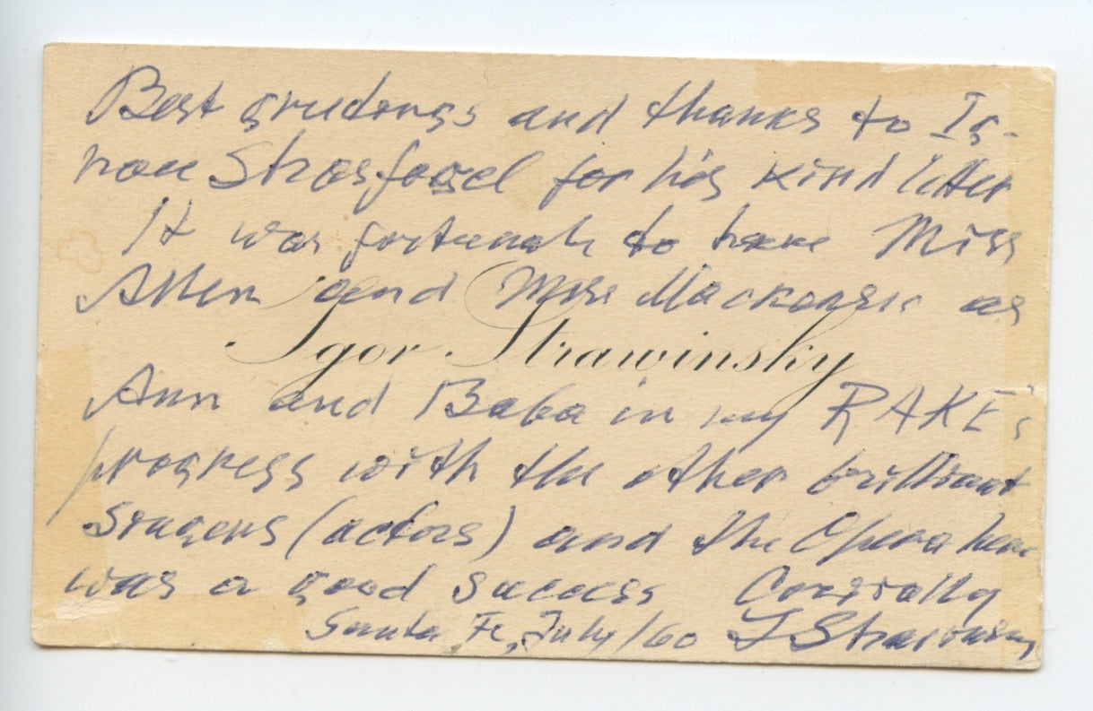 Stravinsky, Igor. (1882–1971) [Strasvogel, Ignace. (1909 - 1994)] Auto ...