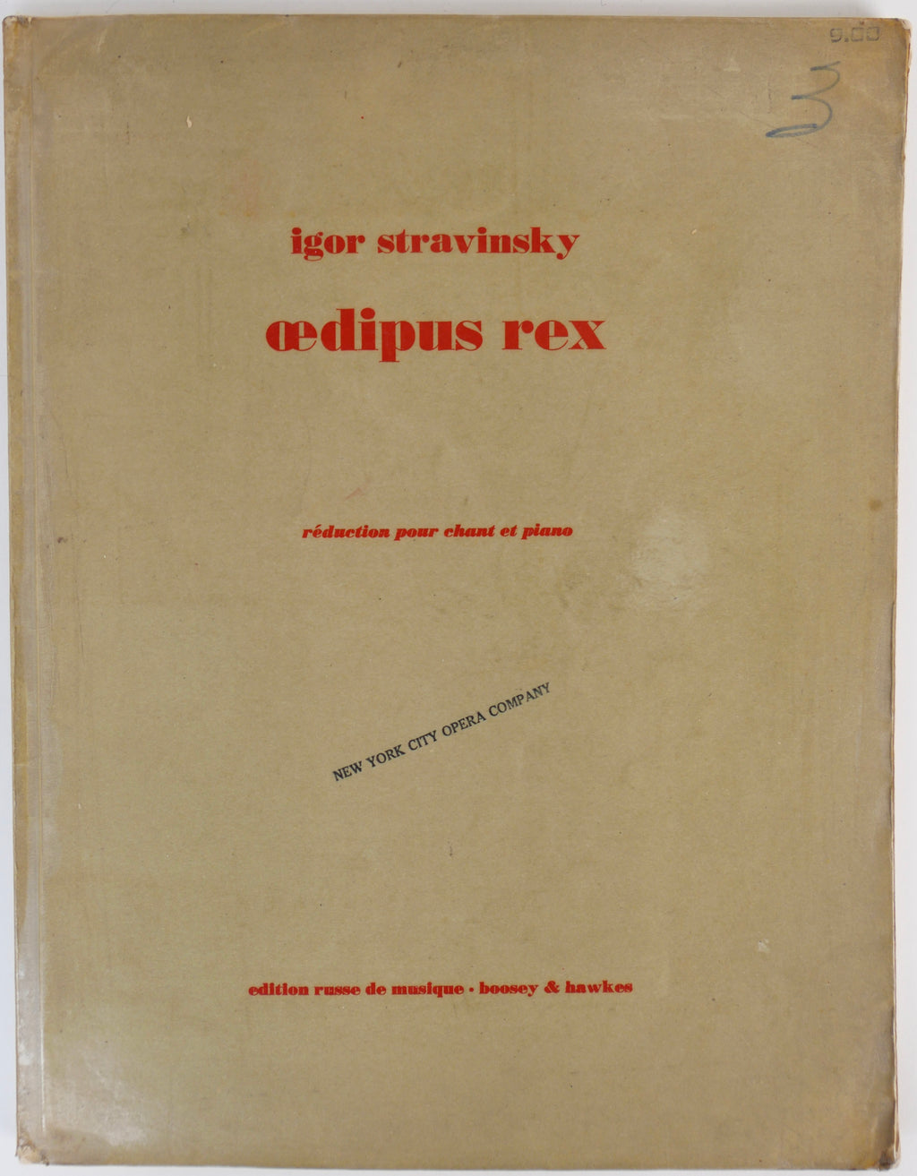 Stravinsky, Igor. (1882–1971) & Cocteau, Jean. (1889–1963) Oedipus Rex ...