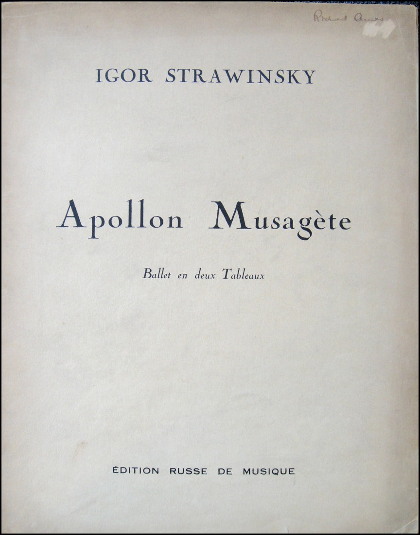 Stravinsky, Igor. (1882–1971) Apollon Musagète. Ballet, Réduction pour ...
