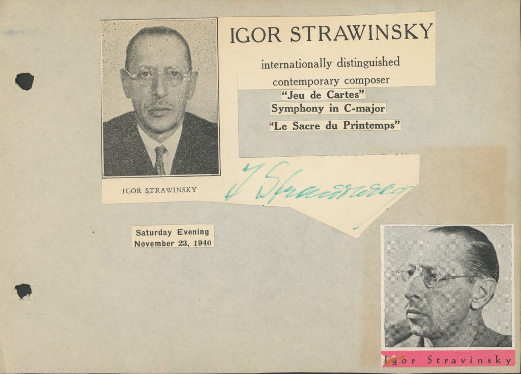 Stravinsky, Igor. (1882–1971) Autograph Signature – Schubertiade Music ...