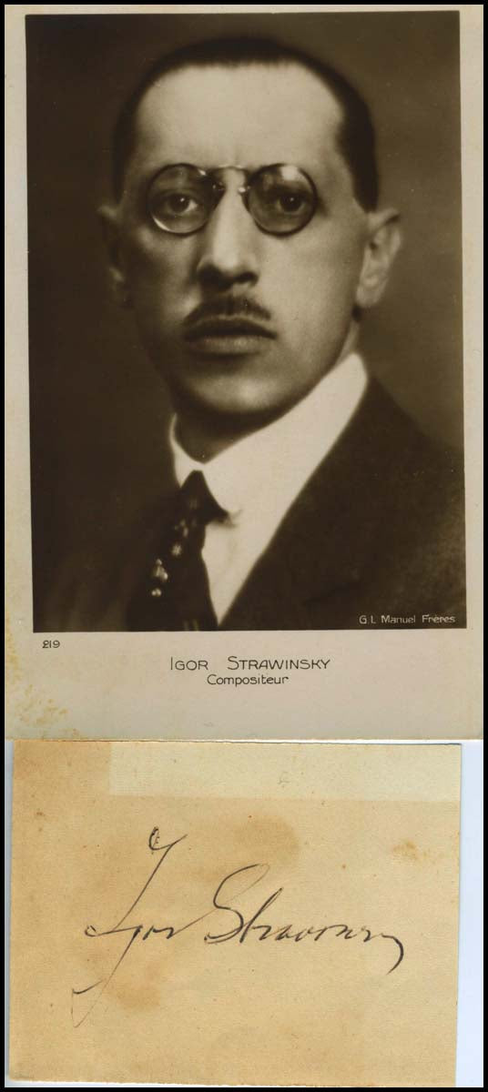Stravinsky, Igor. (1882–1971) Autograph Signature and Photograph ...