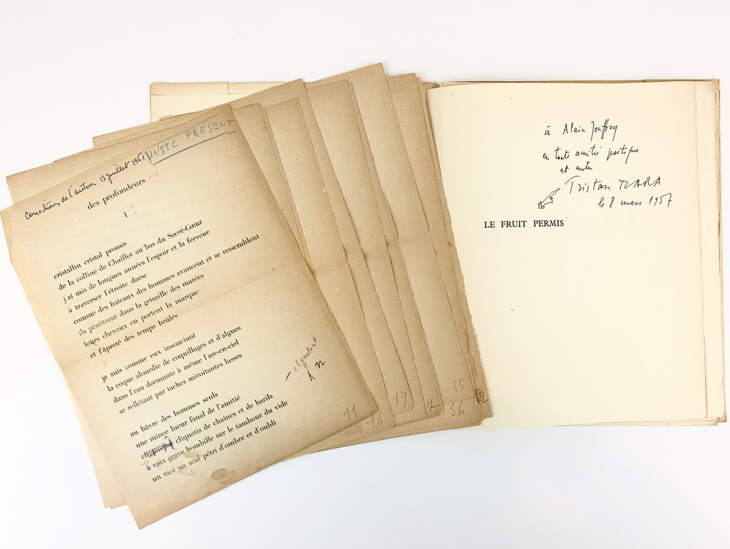 Tzara, Tristan. (1896–1963) Juste Present - HAND-CORRECTED PROOF COPY ...