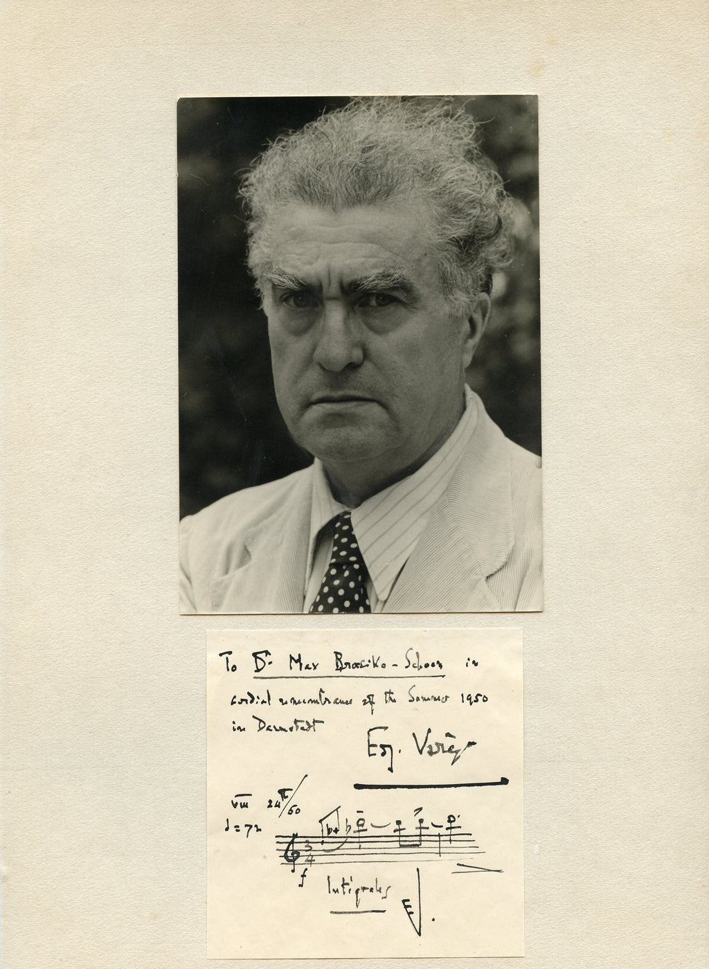 Varèse, Edgard. (1883–1965) "Intégrales" - Autograph Musical Quotation ...