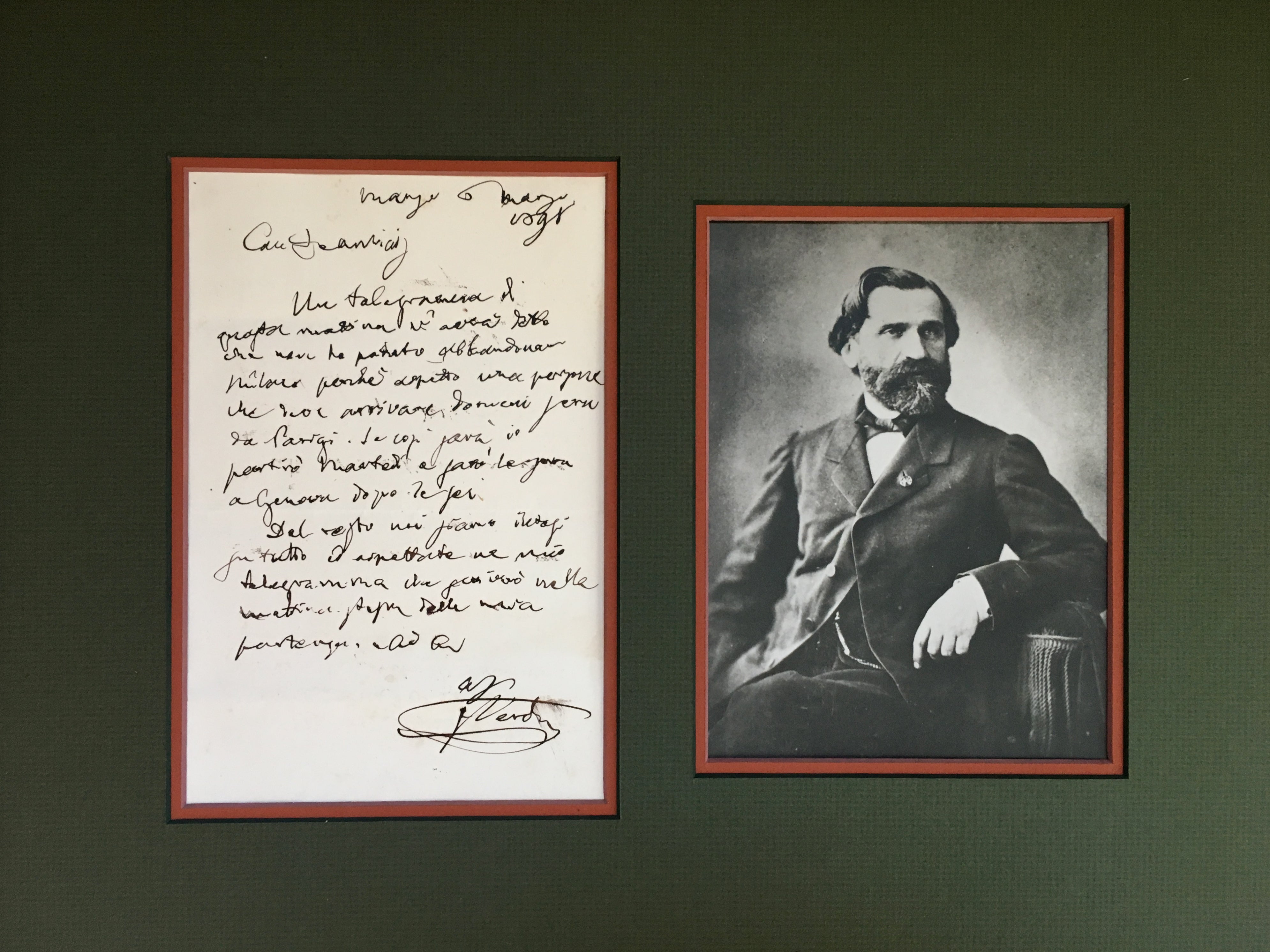 Verdi, Giuseppe. (1813-1901) Autograph Letter – Schubertiade Music and Arts