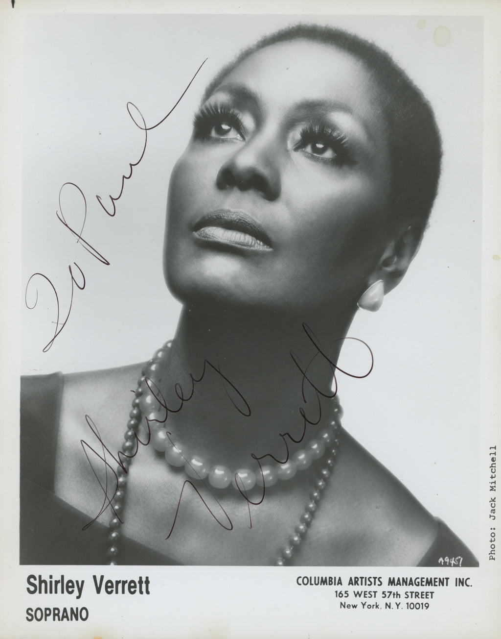 Verrett, Shirley. (1931-2010) Signed Photograph – Schubertiade Music ...