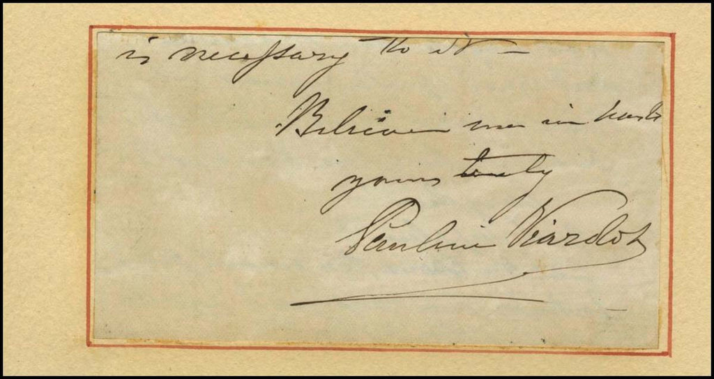 Viardot, Pauline. (1821-1910) Autograph Signature and Salutation ...