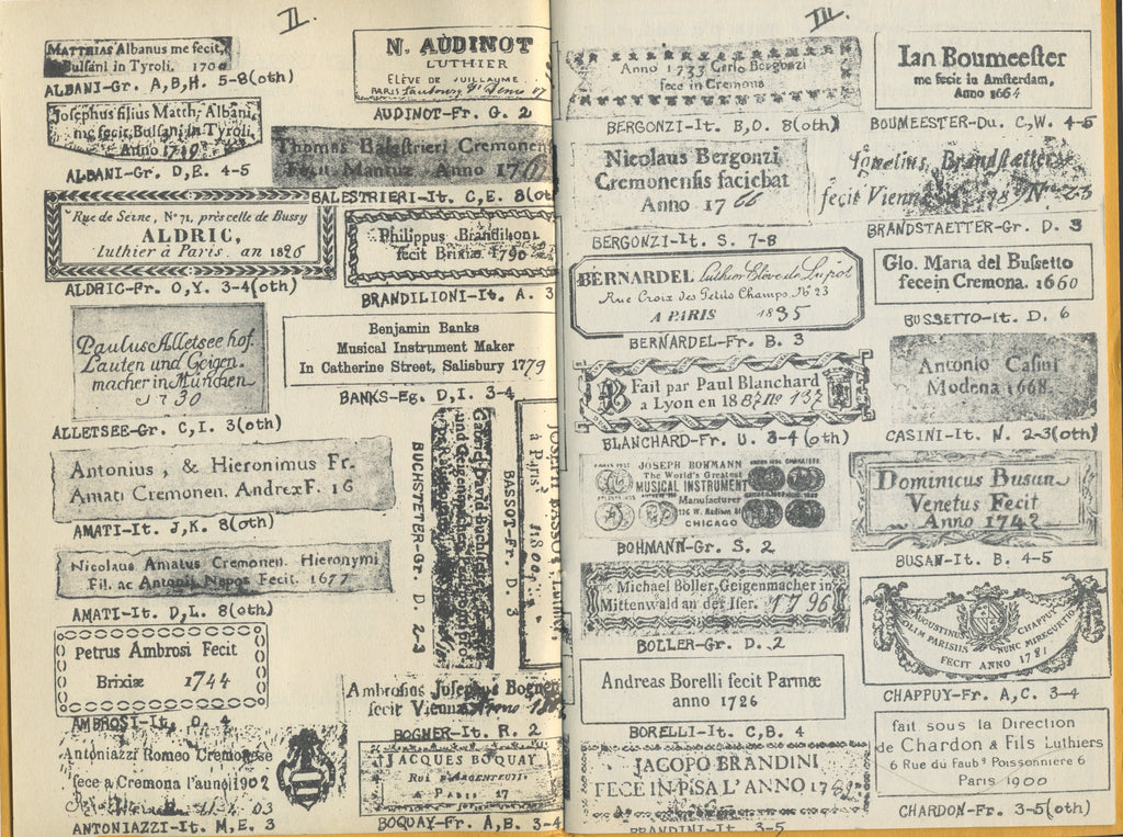 [Violin] Catalogue of Violin Makers' Labels – Schubertiade Music and Arts
