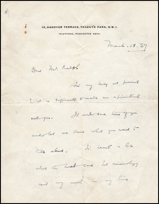 Wells, H.G. (1866-1946) Autograph Letter – Schubertiade Music and Arts