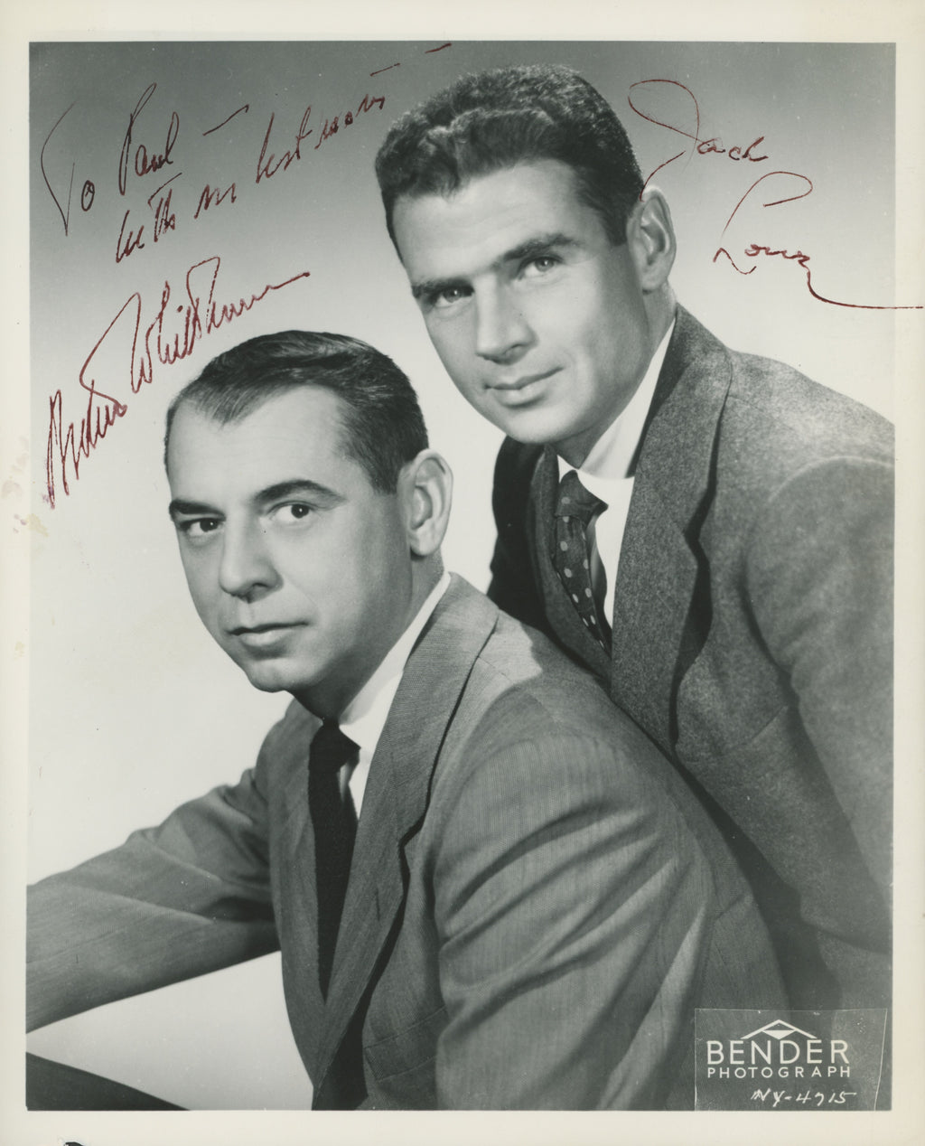 Whittemore, Arthur. (1915–1984) & Lowe, Jack. (1917–1996) Signed Photo ...