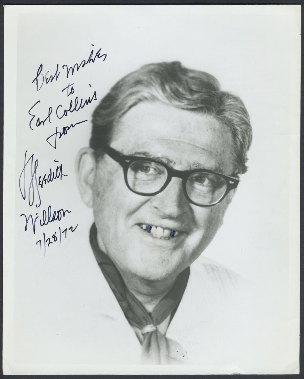 Willson, Meredith. (1902–1984) Signed Photograph with Blacked-Out Teet ...