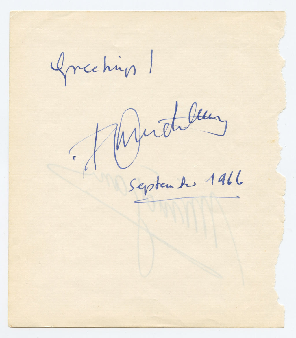 Wunderlich, Fritz. (1930–1966) Autograph Signature from the month of h ...