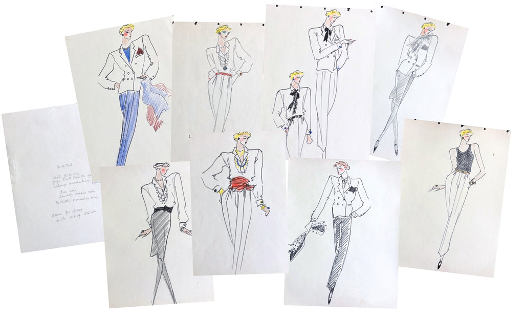 Saint Laurent, Yves. (1936–2008) Collection of Original Fashion Drawin ...